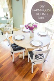 DIY Farmhouse Round Table - Catz in the Kitchen