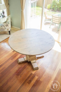DIY Farmhouse Round Table - Catz in the Kitchen