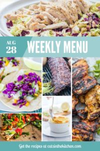 Weekly Menu for the Week of Aug 28th - Catz in the Kitchen