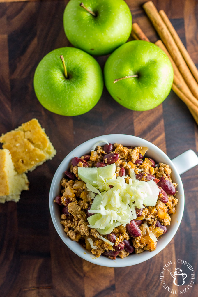Chipotle Turkey Chili with Apples and Cheddar - Catz in the Kitchen