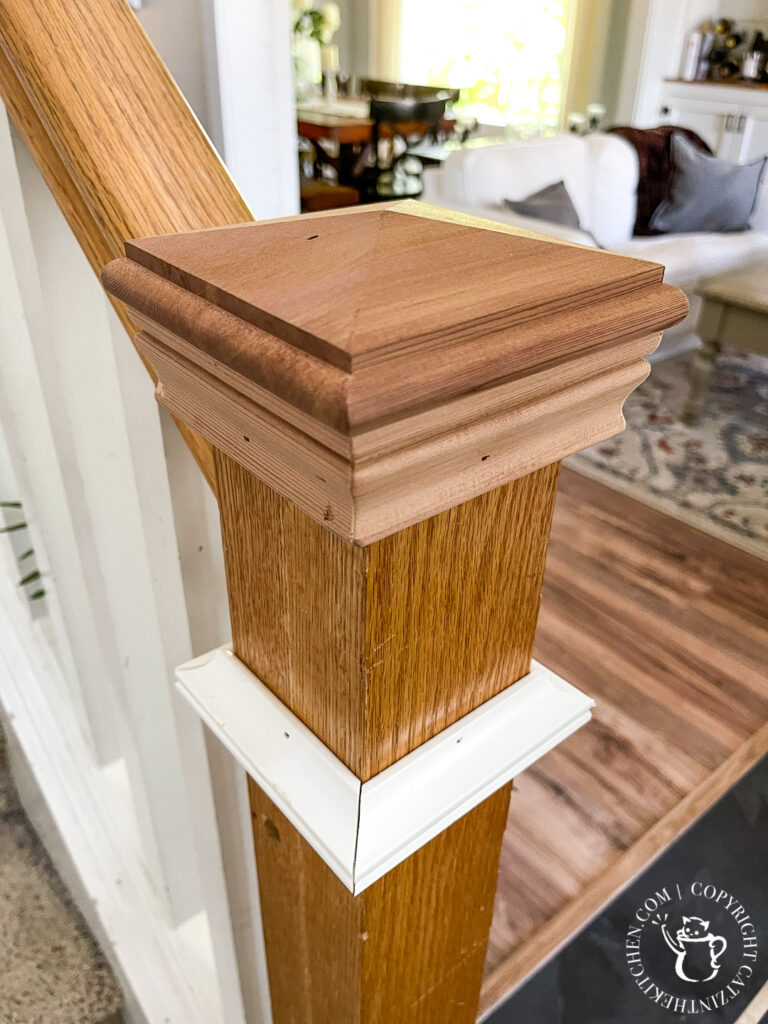 DIY $20 Newel Post Makeover - Catz in the Kitchen