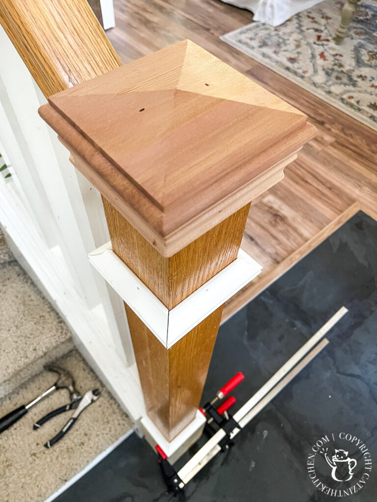 DIY $20 Newel Post Makeover - Catz in the Kitchen