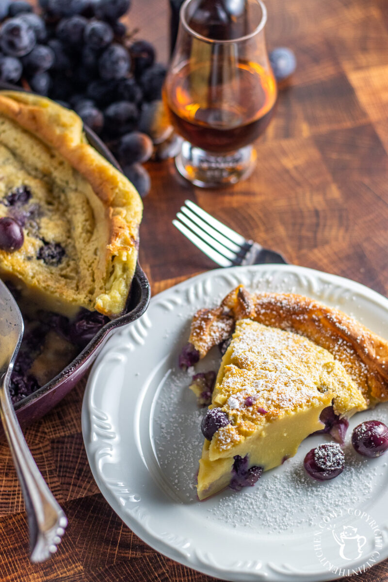 Cast Iron Vanilla Bourbon Grape Clafoutis - Catz in the Kitchen